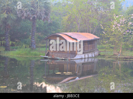 boat sinking in the lake at Thailand Stock Photo - Alamy