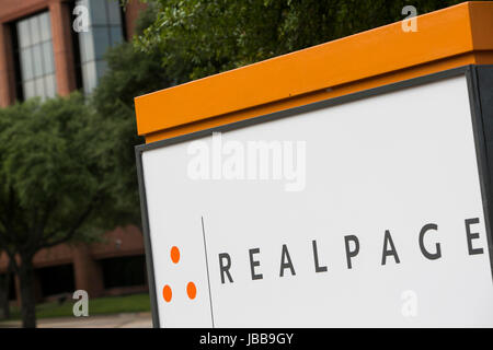 A logo sign outside of the headquarters of RealPage in Richardson ...