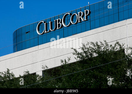 A logo sign outside of the headquarters of ClubCorp in Dallas, Texas ...