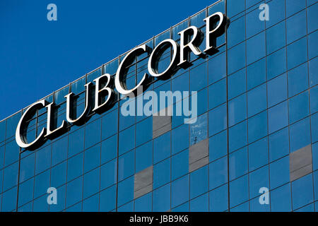 A logo sign outside of the headquarters of ClubCorp in Dallas, Texas ...