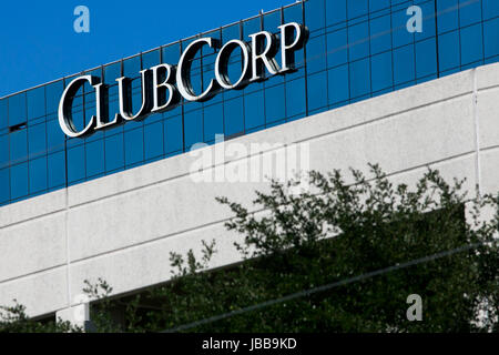 A logo sign outside of the headquarters of ClubCorp in Dallas, Texas ...