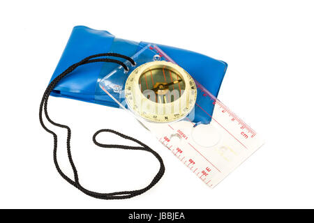 old touristic handheld compass on isolated on white Stock Photo - Alamy