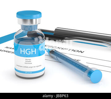 3d render of HGH vial with syringe isolated over white background Stock ...