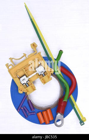 Electrical installation components isolated on white background Stock ...