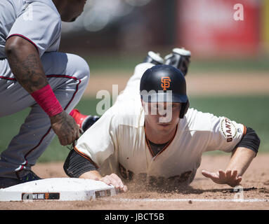 San Francisco Giants' Austin Slater rounds third base on the way to ...