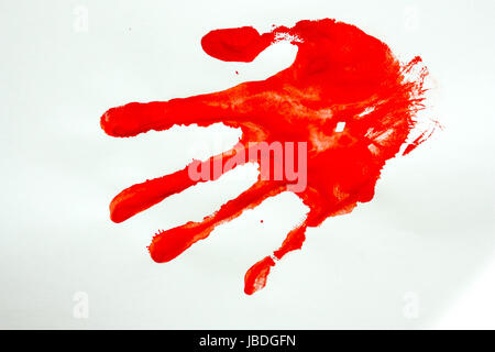 a crime. murder. Hand imprint red blood. Photo for your design Stock ...