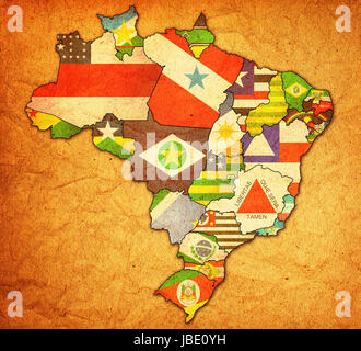 states and regions on admistration map of brazil with flags Stock Photo ...