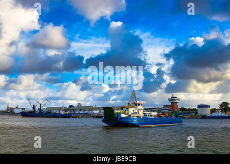 Passenger Ferry with cars in Curonian Gulf between Port in Klaipeda and ...