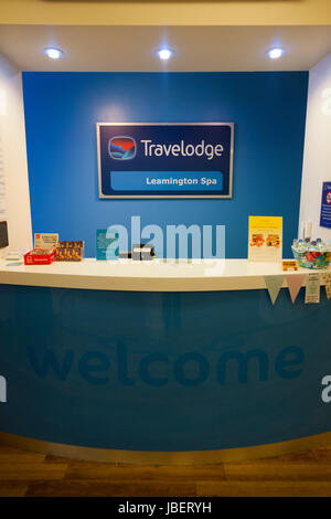 Welcome sign and desk at a modern reception area, London, England, UK ...