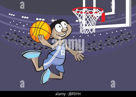 Basketball player in the stadium. Conceptual vector illustration Stock ...