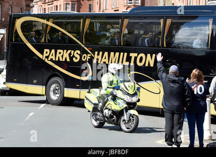 Scotland team bus arrives at Hampden Park, Glasgow. Picture date ...