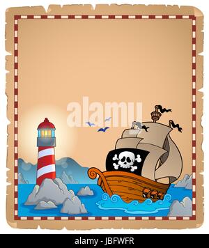 Pirate theme parchment 5 - picture illustration Stock Photo - Alamy