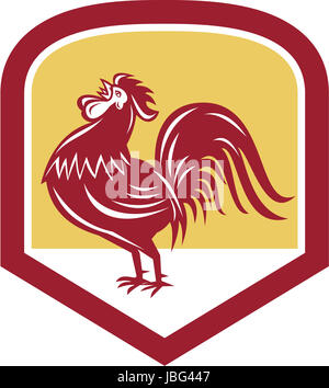 Illustration of a rooster cock cockerel chicken crowing Stock Photo - Alamy