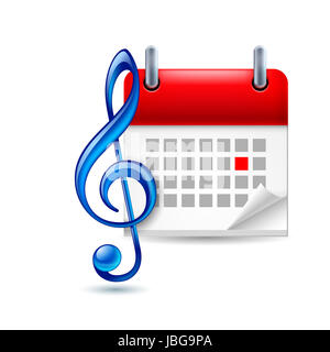 Icon of music note and calendar with marked day Stock Photo - Alamy