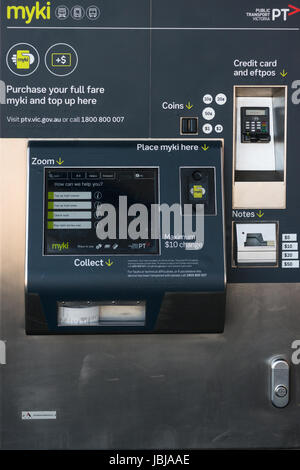 Myki card machine at tram stop in Southern Cross station Melbourne ...