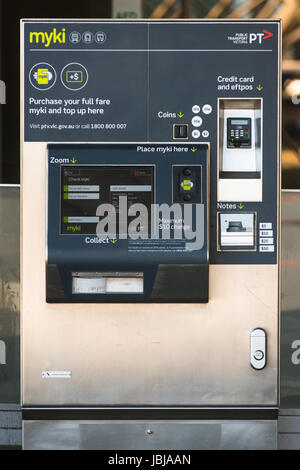 Myki card machine at tram stop in Southern Cross station Melbourne ...
