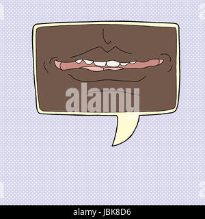 Single talkative mouth in cartoon word bubble Stock Photo - Alamy