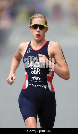In this Sunday, June 11, 2017 photo, a tour guide shows a group the ...