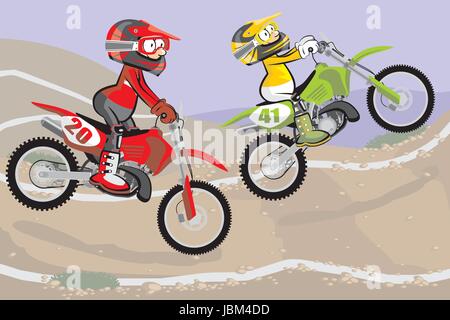 Motocross Racer in dust track. Cartoon Style. Conceptual vector ...