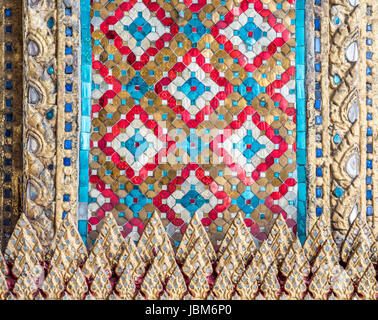Traditional Thai mirror tiles style pattern decorative in temple ...