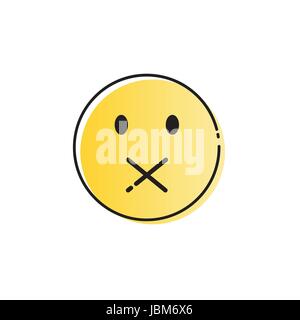 Yellow Cartoon Face Silent Not Speaking People Emotion Icon Stock ...