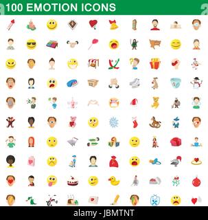 100 emotion icons set. Cartoon illustration of 100 emotion icons vector ...