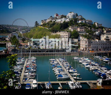 The seaside town of Torquay on the English Riviera in Devon England UK ...