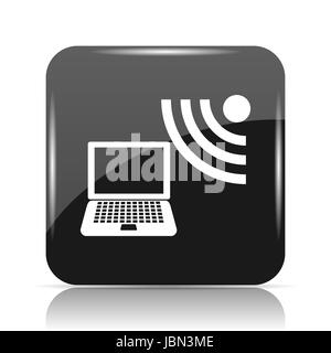 Wireless laptop icon. Internet button on white background Stock Photo ...