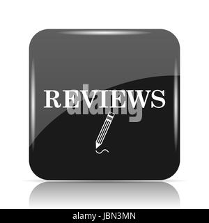 Customer reviews icon. Internet button on white background Stock Photo ...