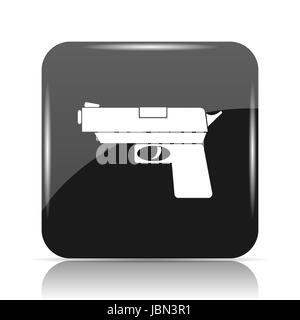 Gun icon. Internet button on white background Stock Photo - Alamy