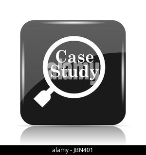 Case study icon. Internet button on colored background Stock Photo - Alamy