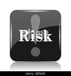 Risk icon. Internet button on blue background Stock Photo - Alamy