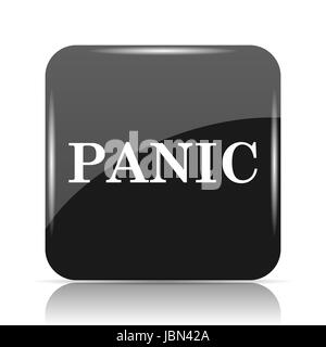 Panic icon. Internet button on orange background Stock Photo - Alamy