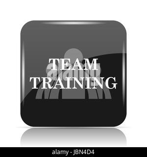 Team training icon. Internet button on green background Stock Photo - Alamy