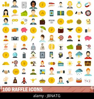 100 sweepstakes icons set in flat style for any design vector ...