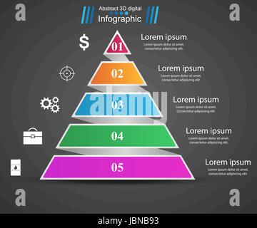 Pyramid Business Infographics origami style Vector illustration Stock ...