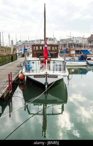 The Sundowner moored at the inner basin, Ramsgate harbour. One of the ...