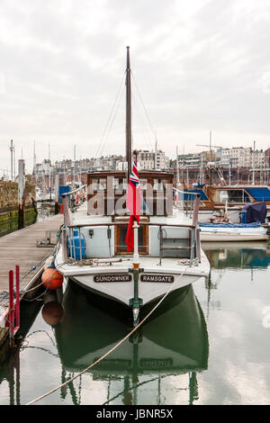 The Sundowner moored at the inner basin, Ramsgate harbour. One of the ...