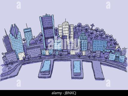 Montreal Quebec Canada city skyline silhouette. Vector illustration ...