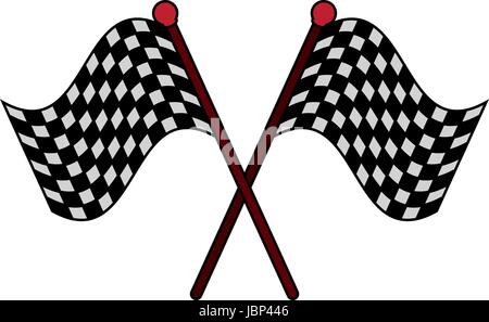 Checkered race flag flat vector illustration. Speed racing competition ...