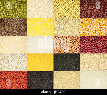 collection of 20 different kinds of grain isolated on white background ...