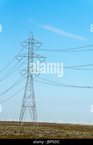 High voltage power lines and wind power plant Stock Photo - Alamy
