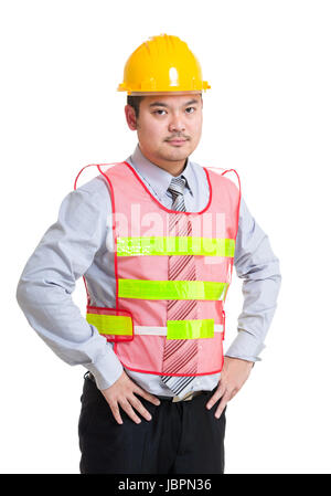 Portrait of smart engineer Asian Chinese happy labor worker handsome ...