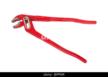 Isolated large plumbers pipe wrench on a white background. Used for ...