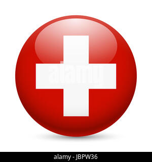 Flag of Switzerland as round glossy icon. Button with Swiss flag Stock ...