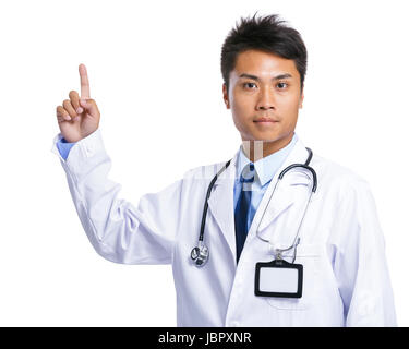 Asian doctor with finger point up Stock Photo - Alamy