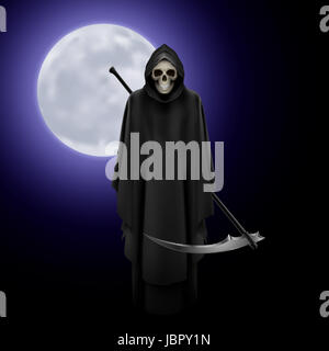 Terrifying Grim Reaper over full moon background Stock Photo: 73304398 ...
