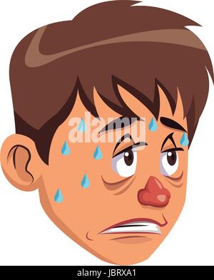 sick man red nose symptoms and sweating Stock Vector Image & Art - Alamy