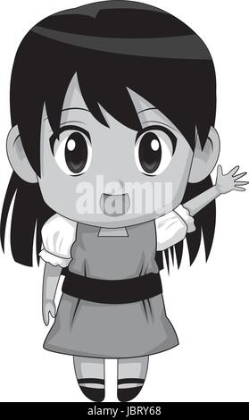 anime girl waving hand Stock Vector Image & Art - Alamy