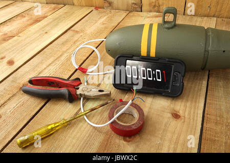IED (improvised explosive device) with with anti-personnel mine. Text ...